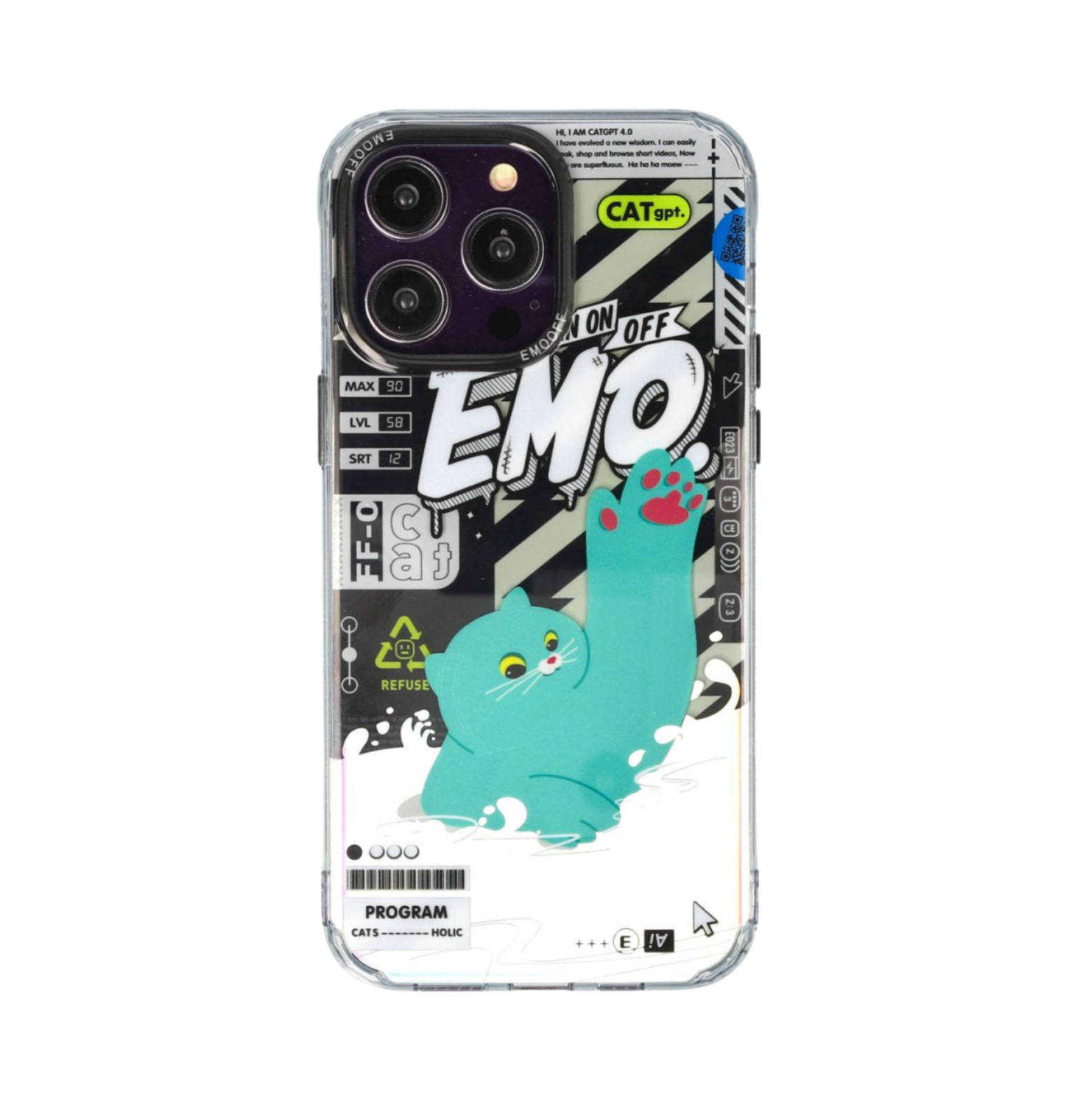 EMO OFF Cat Series Green iPhone 14 Pro 3D Case – Happy-Nes Global